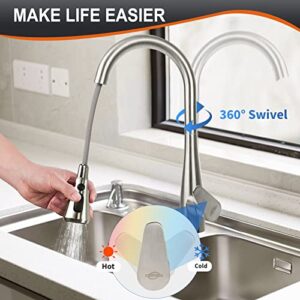 Kitchen Faucet with Pull Down Sprayer, Kitchen Sink Faucet Black for RV Bar Laundry Sink Stainless Steel Faucets High Arc 3 Modes with Water Lines