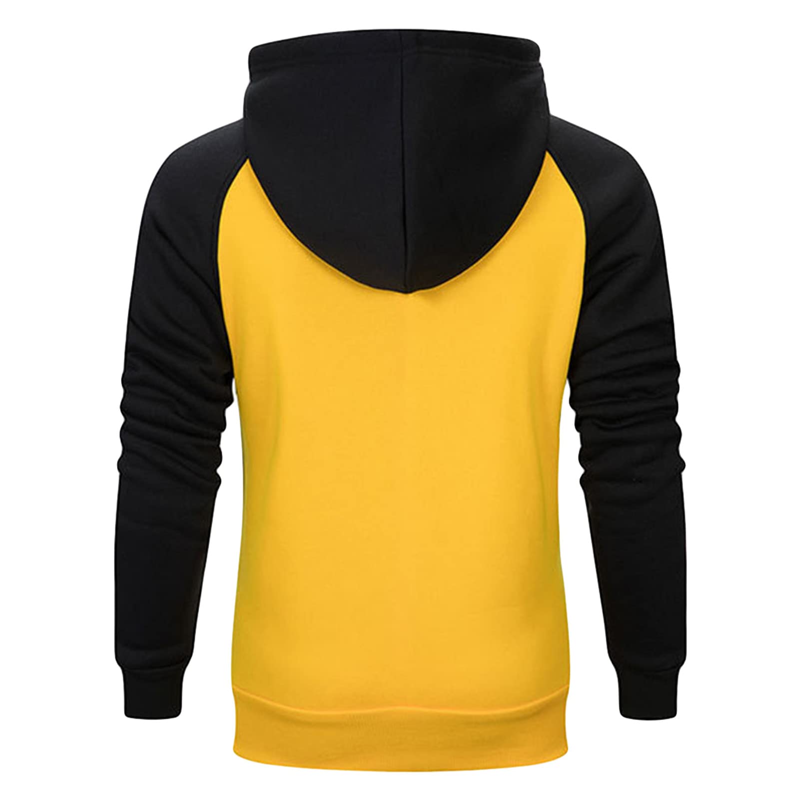 Maiyifu-GJ Men's Fleece Color Block Pullover Hoodies Slim Fit Drawstring Hooded Sweatshirt Casual Long Sleeve Gym Hoodie (Yellow,X-Large)