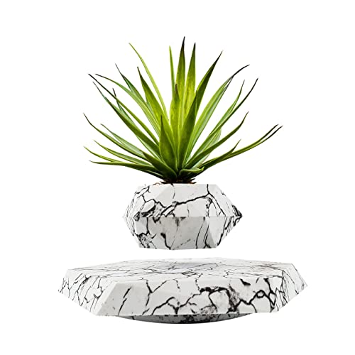 HCNT Floating Plant Pot - Levitation Air Bonsai Pot for Succulents, Floating Planter, Potted Plant Home, Office & Decor in Flower Pots for Home. (Marble)