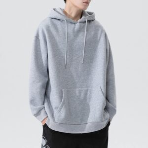 Maiyifu-GJ Men's Solid Loose Fit Pullover Hoodies Casual Athletic Hooded Sweatshirts Long Sleeve Hoodie with Kanga Pocket (Light Grey,Medium)