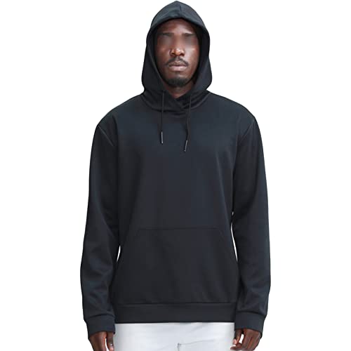 Maiyifu-GJ Men's Solid Loose Fit Pullover Hoodies Drawstring Running Hooded Sweatshirts Long Sleeve Hoodie with Kanga Pocket (Black,X-Large)