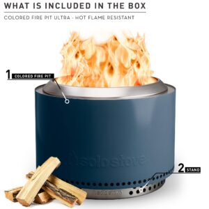 Solo Stove Yukon 2.0 with Stand, Smokeless Fire Pit | Portable Wood Burning Fireplace with Removable Ash Pan, Large Outdoor Firepit, Stainless Steel, H: 19.8 in x Dia: 27 in, 43.9. lbs, Color: Water