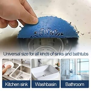 3 Piece Silicone Drain Hair Catcher Shower Drain Cover, Bathtub Drain Covers Accessories Kitchen Sink Strainer Stopper Trap Tub Flower Covers for Drain Kitchen Handbasin Bathroom (Blue, White, Black)