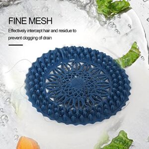 3 Piece Silicone Drain Hair Catcher Shower Drain Cover, Bathtub Drain Covers Accessories Kitchen Sink Strainer Stopper Trap Tub Flower Covers for Drain Kitchen Handbasin Bathroom (Blue, White, Black)