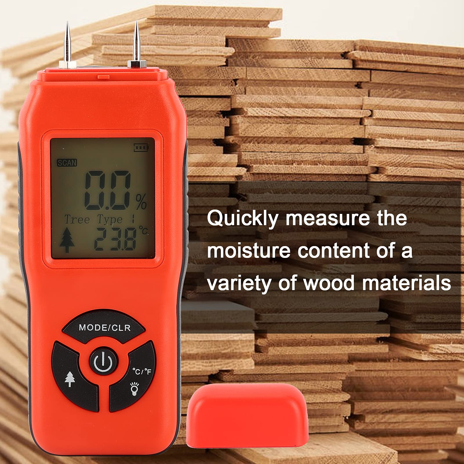 Digital Moisture Detector, Backlit LCD Display Wood Moisture Meter for Drywall and Wood for Carpenters and Homeowners for Wood Building Material