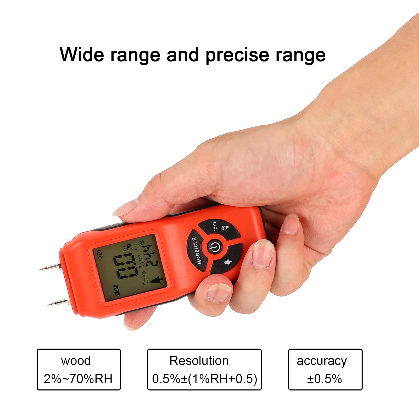 Digital Moisture Detector, Backlit LCD Display Wood Moisture Meter for Drywall and Wood for Carpenters and Homeowners for Wood Building Material