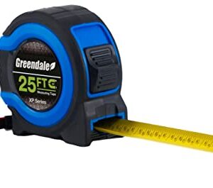 Greendale - 3 Pack - 25 ft Tape Measures - Easy to Read Fractions to 1/8th inch - Magnetic Tip - Thumb and Quick Lock - Autowind - Belt Clip