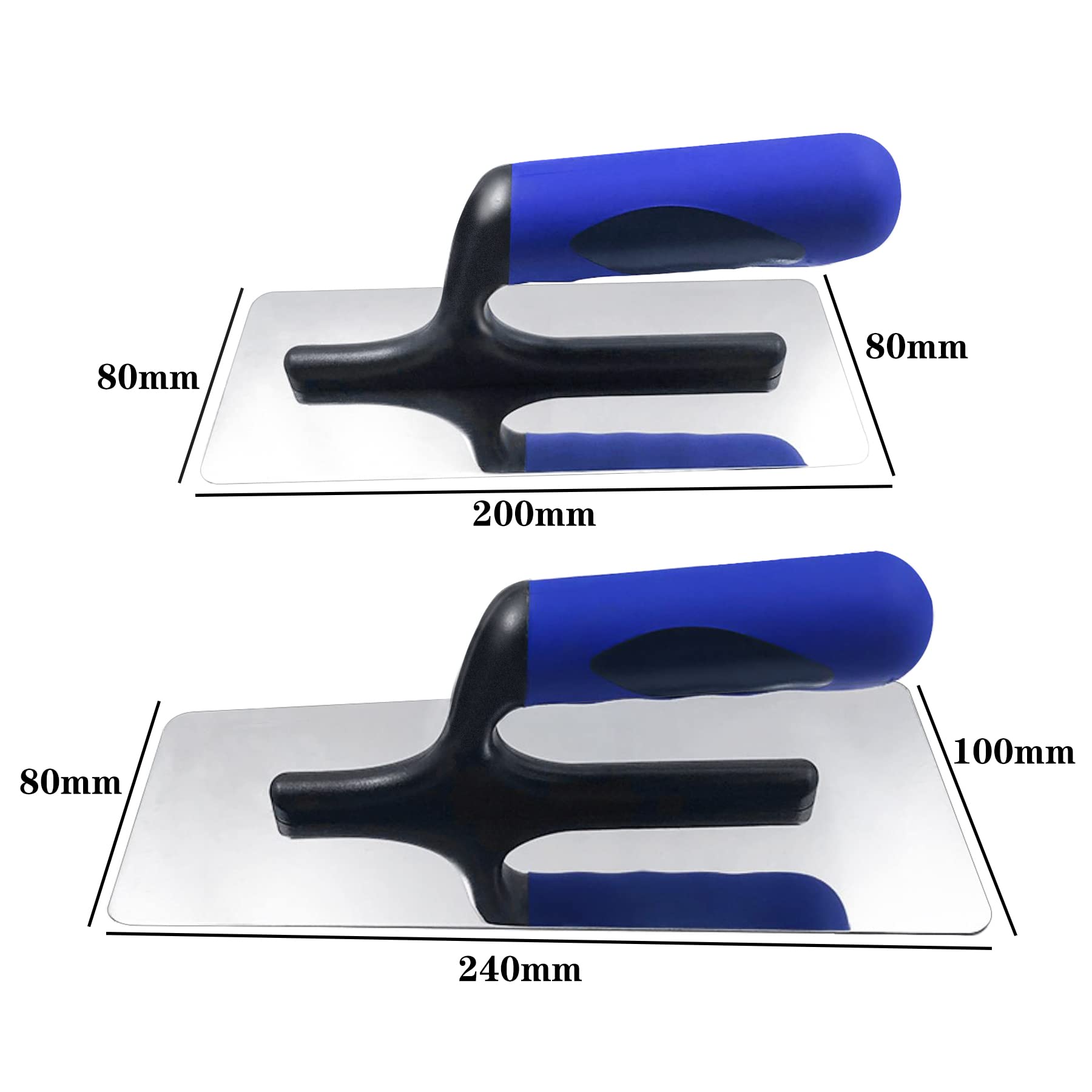 Stainless Steel Venetian Plaster Trowel 2 PC (Small: 200mm x 80mm & Medium: 240mm x 100mm) Paint Plastering Finishing Hand Tools