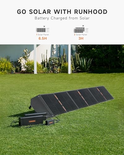 Runhood Solar Generator Rallye 600 Pro, 1296Wh Portable Power Station Hot Swappable Energy Bar Backup Batteries(4*EB324), 110V/600W AC Outlet for Outdoors Camping Travel, Home Use, Emergency, CPAP