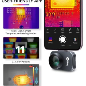 (Android Only) InfiRay Xinfrared P2 Pro Thermal Camera with Magnetic Macro Lens for Android Type-C Smartphones, 9g Fully Metal Body, 25Hz 256X192 Resolution, Support Android 9.0 and Above, (T2 Pro)