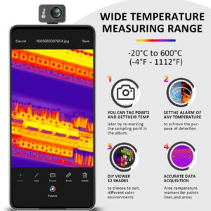 (Android Only) InfiRay Xinfrared P2 Pro Thermal Camera with Magnetic Macro Lens for Android Type-C Smartphones, 9g Fully Metal Body, 25Hz 256X192 Resolution, Support Android 9.0 and Above, (T2 Pro)