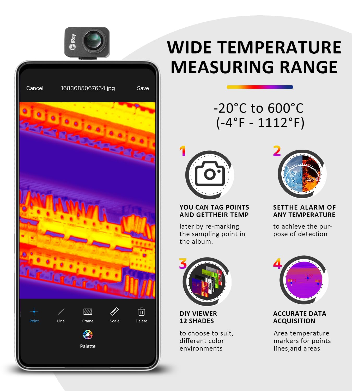 (Android Only) InfiRay Xinfrared P2 Pro Thermal Camera with Magnetic Macro Lens for Android Type-C Smartphones, 9g Fully Metal Body, 25Hz 256X192 Resolution, Support Android 9.0 and Above, (T2 Pro)