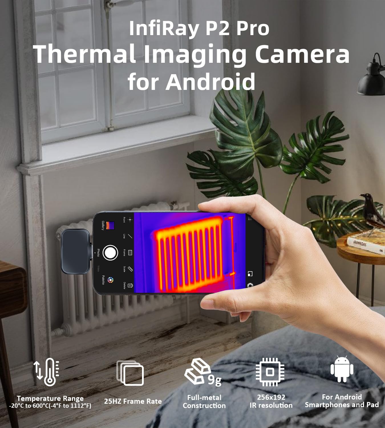 (Android Only) InfiRay Xinfrared P2 Pro Thermal Camera with Magnetic Macro Lens for Android Type-C Smartphones, 9g Fully Metal Body, 25Hz 256X192 Resolution, Support Android 9.0 and Above, (T2 Pro)