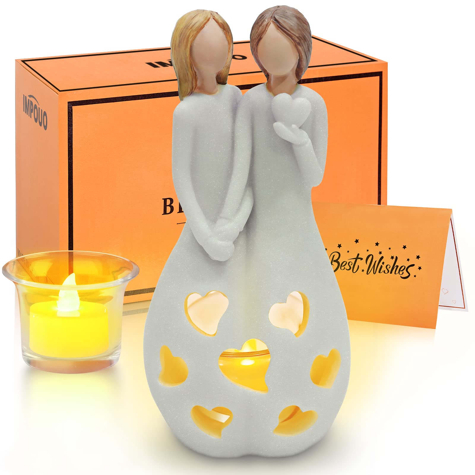 for Sister - Birthday Gifts from Sister, Best Friend Friendship Gifts for Women, Candle Holder W/Flickering Led Flameless Candle