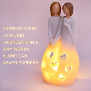 for Sister - Birthday Gifts from Sister, Best Friend Friendship Gifts for Women, Candle Holder W/Flickering Led Flameless Candle