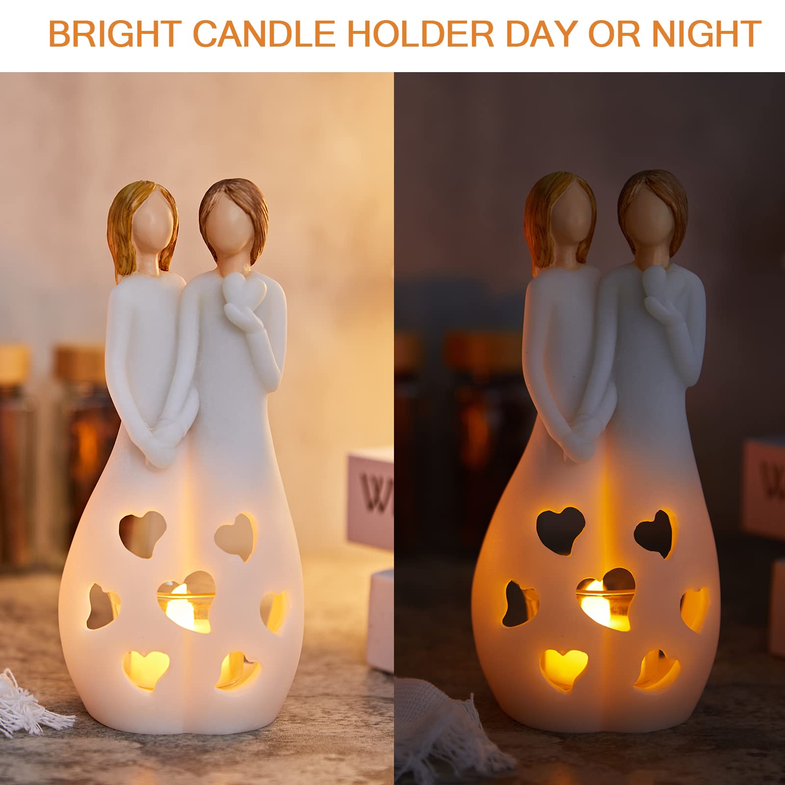 for Sister - Birthday Gifts from Sister, Best Friend Friendship Gifts for Women, Candle Holder W/Flickering Led Flameless Candle