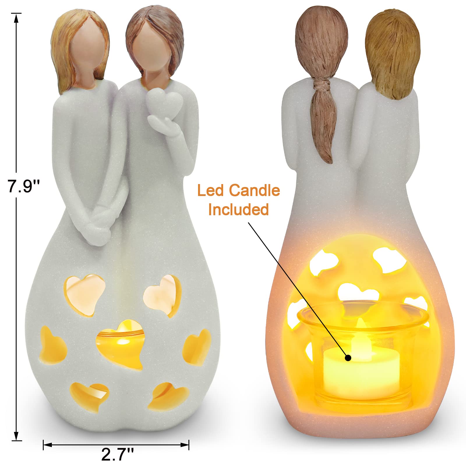 for Sister - Birthday Gifts from Sister, Best Friend Friendship Gifts for Women, Candle Holder W/Flickering Led Flameless Candle