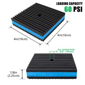 Forestchill Anti Vibration Pads, 4" × 4" × 7/8" Heavy Duty Ribbed Rubber Anti Vibration Isolation Pads with EVA Center Layer for Air Compressor, Air Conditioner Unit, HVAC, Treadmill