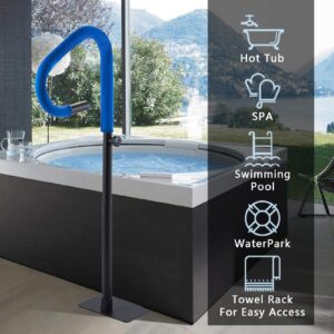 Hot Tub Handrail 57"H Spa Safety Handrail Pivots 360 to Accommodate Entering and Exiting The Spa /600LBS Capacity /Slide-Under Base