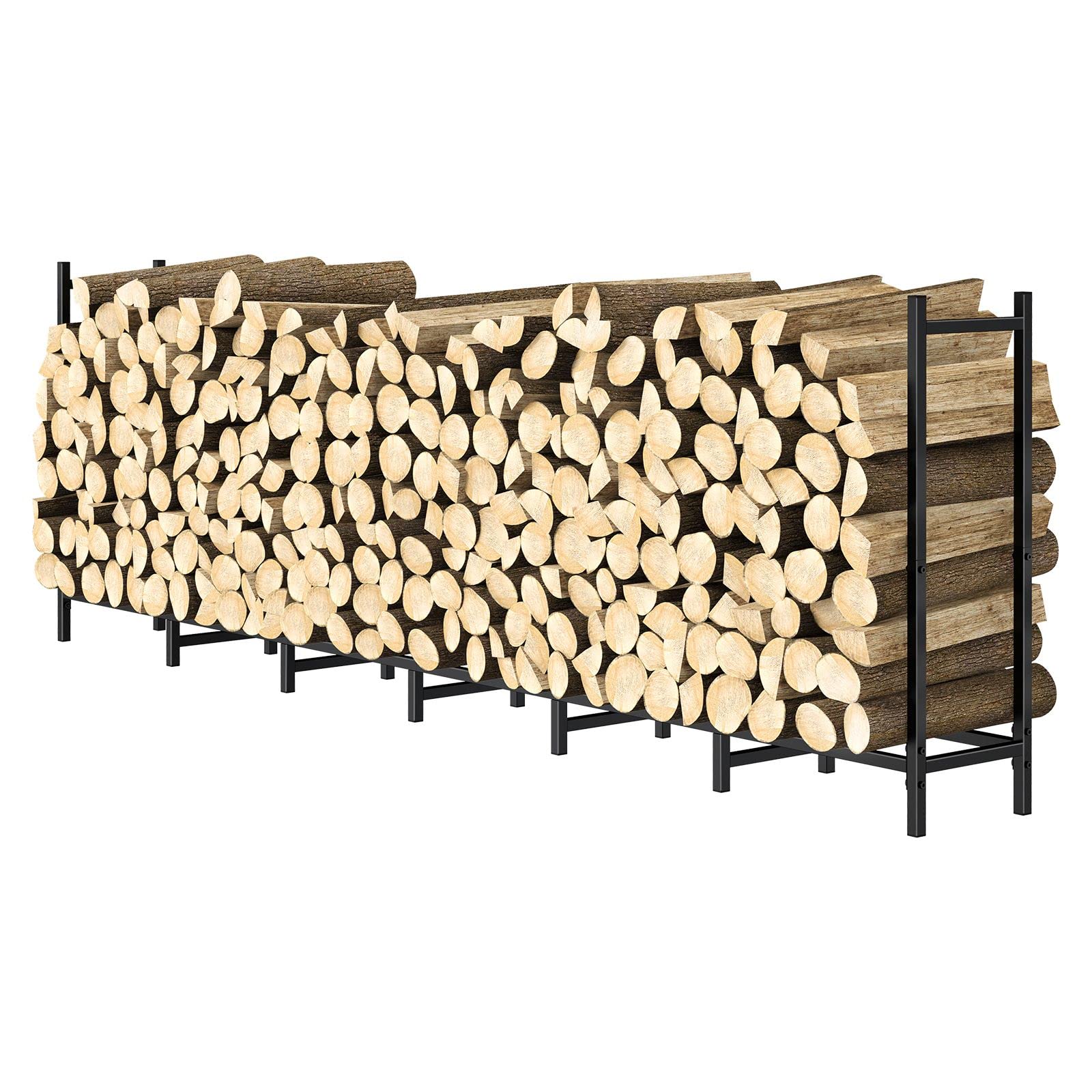 LIANTRAL Firewood Rack Outdoor 8-ft Heavy Duty Firewood Rack Stand Log Holder Fireplace Wood Storage Stacker Outside