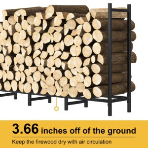 LIANTRAL Firewood Rack Outdoor 8-ft Heavy Duty Firewood Rack Stand Log Holder Fireplace Wood Storage Stacker Outside