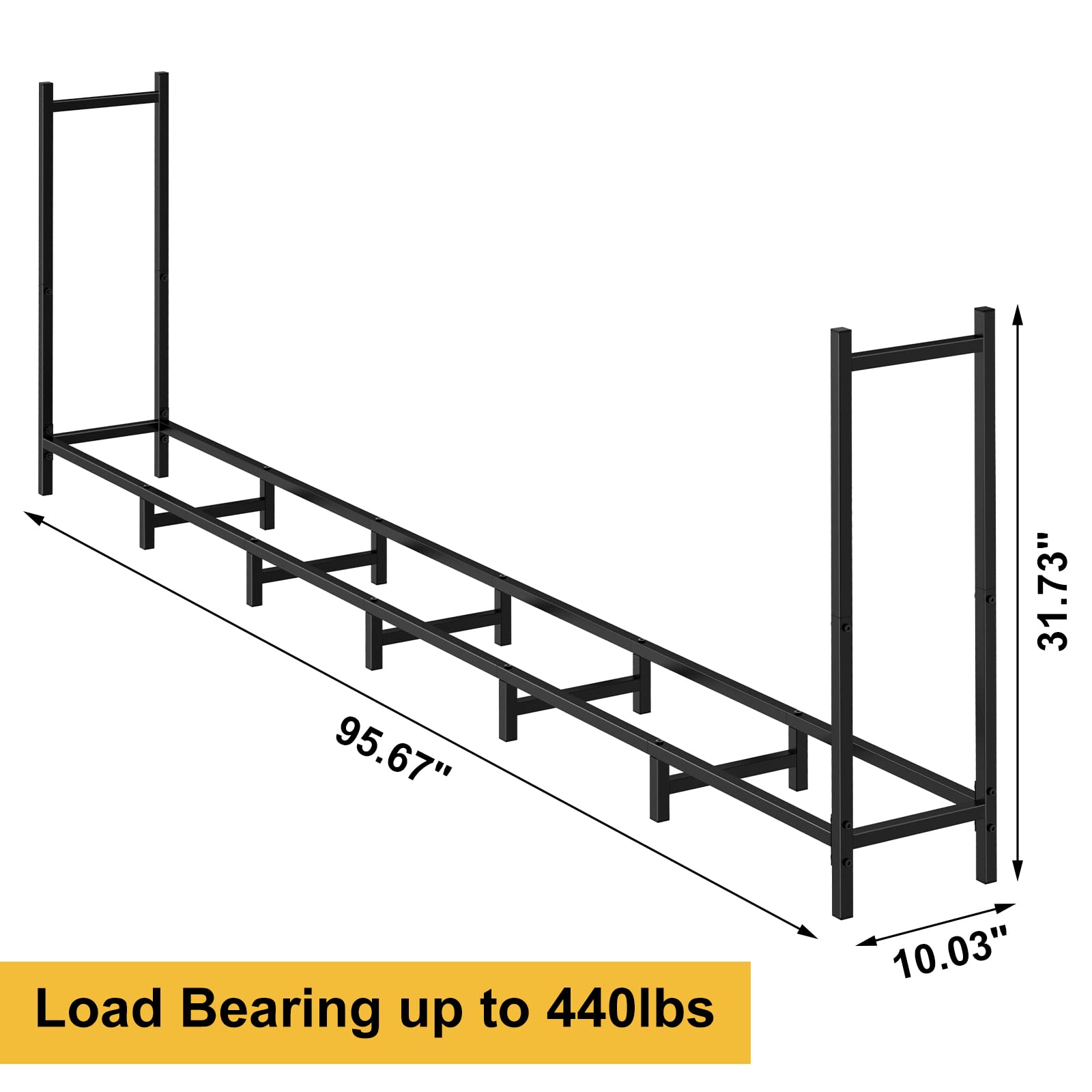 LIANTRAL Firewood Rack Outdoor 8-ft Heavy Duty Firewood Rack Stand Log Holder Fireplace Wood Storage Stacker Outside