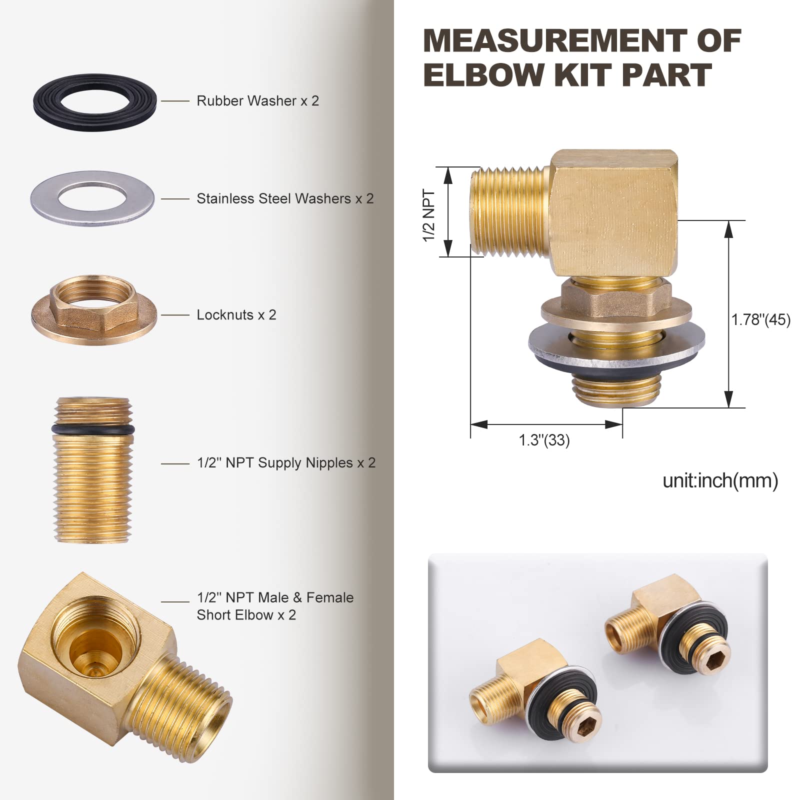 2PCS Installation Kit Commercial Faucet, iVIGA Wall Mounting Faucets Installation kit Replacement 1/2" NPT, Back Splash Mount Set Connector Adapter for Stainless Steel Commercial Prep & Utility Sink