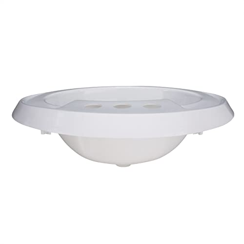 RecPro Oval RV Bathroom Sink | White | Single Bowl Lavatory Sink | Camper Sink | 20x17" | Plastic