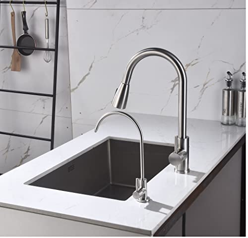 Apaix Drinking Water Faucet Brushed Stainless Steel, Kitchen Water Purifier Faucet for Non-Air Gap Reverse Osmosis Water Filtration System