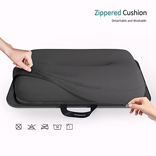 Portable Laptop Lap Desk with Pillow Cushion, Fits up to 17 inch Laptop, Laptop Stand with Device Ledge and Phone Holder, for Home Office, Black, ISTUDYNITURE