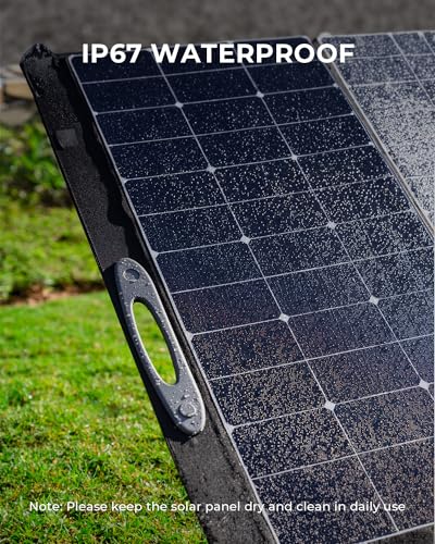 OUKITEL 200W Portable Solar Panel for Power Station, Foldable Solar Panel w/ 4 Kickstands, IP65 Waterproof Solar Panel w/MC-4 Output for Outdoor RV Camper