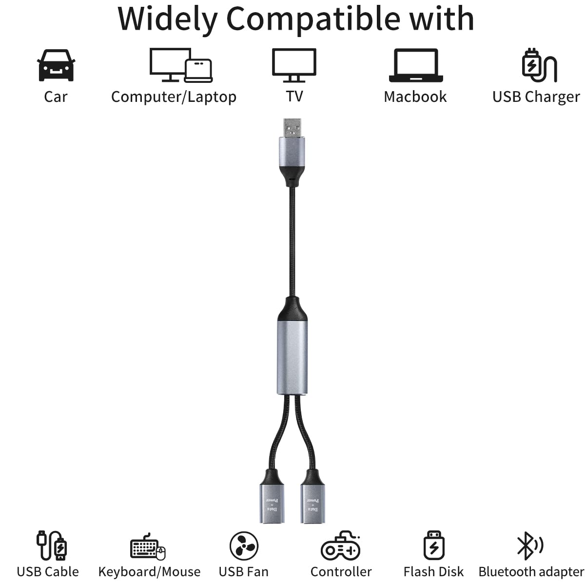 belipro USB 3.0 Splitter Y Cable 3Ft, USB 1 Male to 2 Female Connector, Data and Charger Power Splitter Adapter for Mac, Laptop, Printer, and More USB-Enabled Devices.Grey