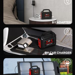 MARBERO Portable Power Station 300W Camping Solar Generators Lithium Battery 296Wh Power Supply with 110V AC Outlet, 2 DC Ports, 4 USB Ports, LED Flashlights for CPAP Home Camping Backup