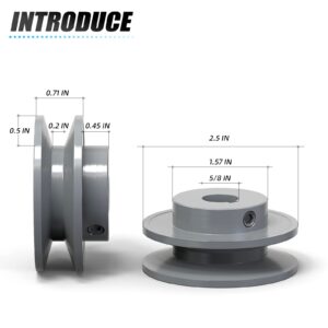 MEANLIN AK25-5/8" Single Groove V-Belt Pulley, 2.5" OD, 5/8" Belt Sheavess, Cast Iron, for V-Belt