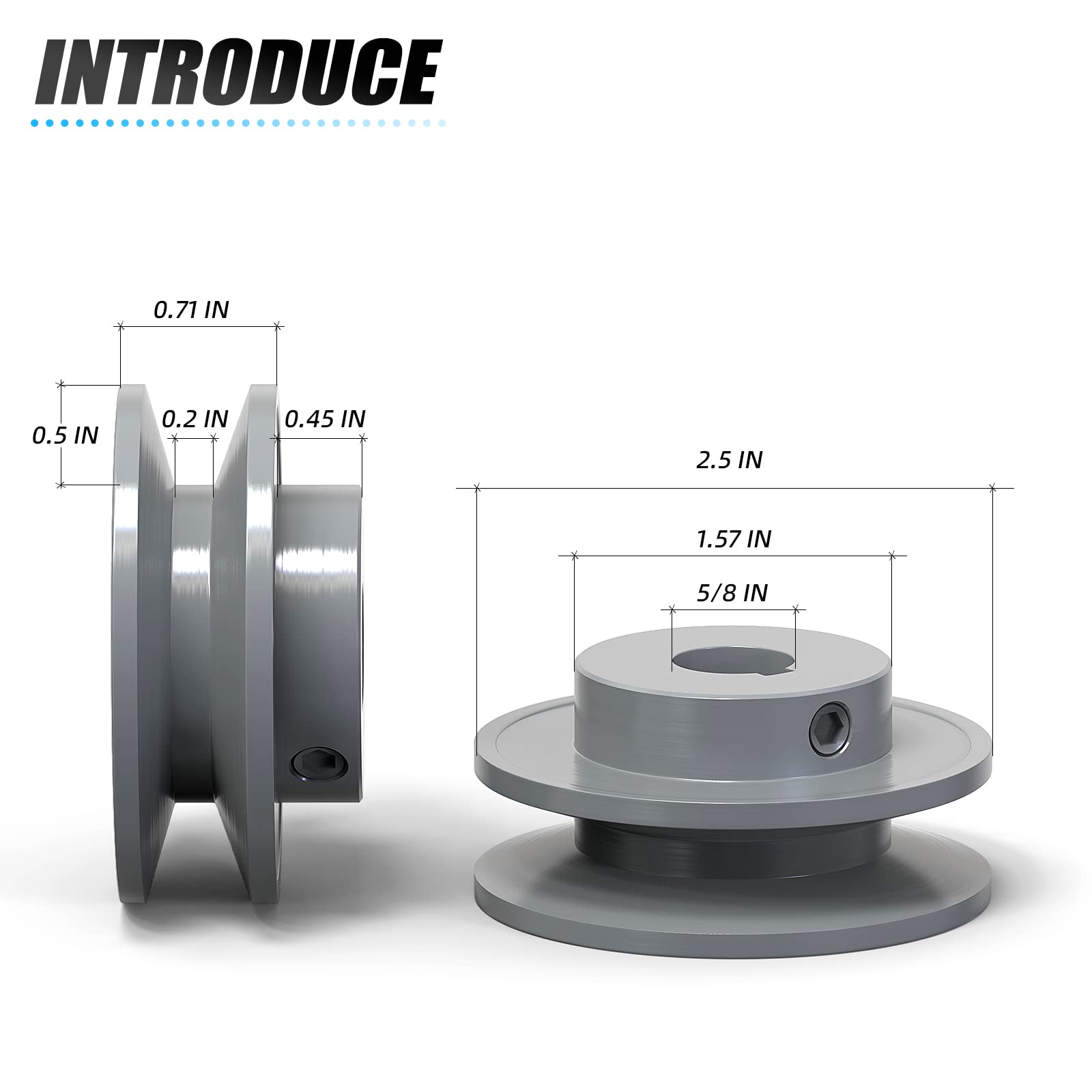 MEANLIN AK25-5/8" Single Groove V-Belt Pulley, 2.5" OD, 5/8" Belt Sheavess, Cast Iron, for V-Belt