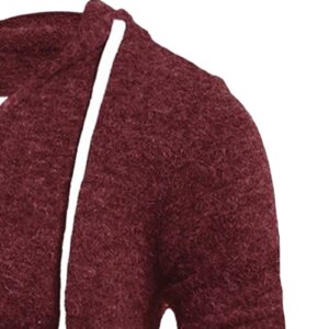 Maiyifu-GJ Men's Long Sleeve Henley Hooded Pullover Solid Lightweight Knit Fleece Hoodies Causal Athletic Hoodie Sweatshirts (Red,Small)