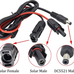 HCFeng 16AWG MC-4 to DC Cable Solar Panel to DC 5.5mm x 2.1mm Male Adapter Charge Cable with DC 3.5x1.35mm, DC 4.0mmx1.7mm,DC 5.5mmx2.5mm,6.5x3mm and DC8mm Converter for Solar Panel (1.5m/5ft)