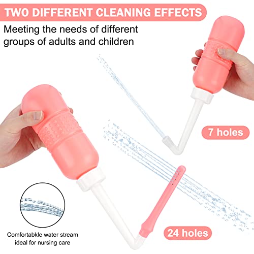 2 Pack Portable Bidet, Number-one Handheld Peri Bottle 450ml Travel Bidet Bottle Hygiene Care Extended Pipe Perineal Spray Bottle with 2 Nozzle Store Bag Dust Cap for Postpartum Care, Baby, Eldery