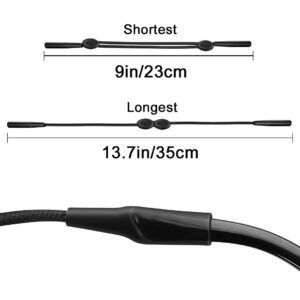 Festful Glasses Strap Sports, Eyeglasses Holder Strap for Kids Men Women, 3pcs Sunglasses Strap, Adjustable Eye Glasses String Strap, Black