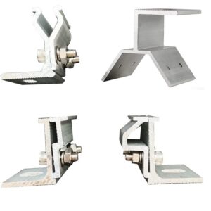 4Pcs Steel Adjustable Tilt Solar Panel Mounting Bracket Fitting Clip Base Coupling Joint Replacement (Middle Clip)