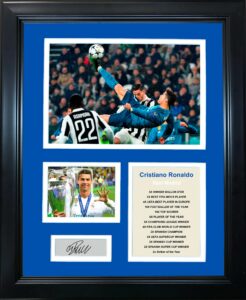 framed cristiano ronaldo facsimile laser engraved signature auto real madrid soccer futbol 12"x15" photo collage