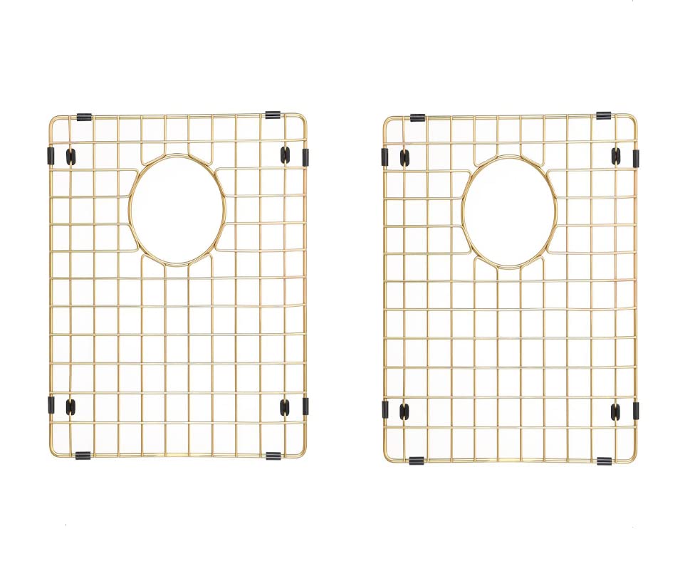 Starstar 50/50 Double Bowl Kitchen Sink Bottom Two Grids, Matte Gold 304 Stainless Steel (11.75 x 14)