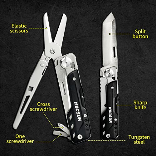 KBCSUN Pocket Knife Multitool Detachable Survival Tactical Knife Folding, Christmas Gifts for Men Dad Boyfriend for Camping Fishing Hiking Hunting