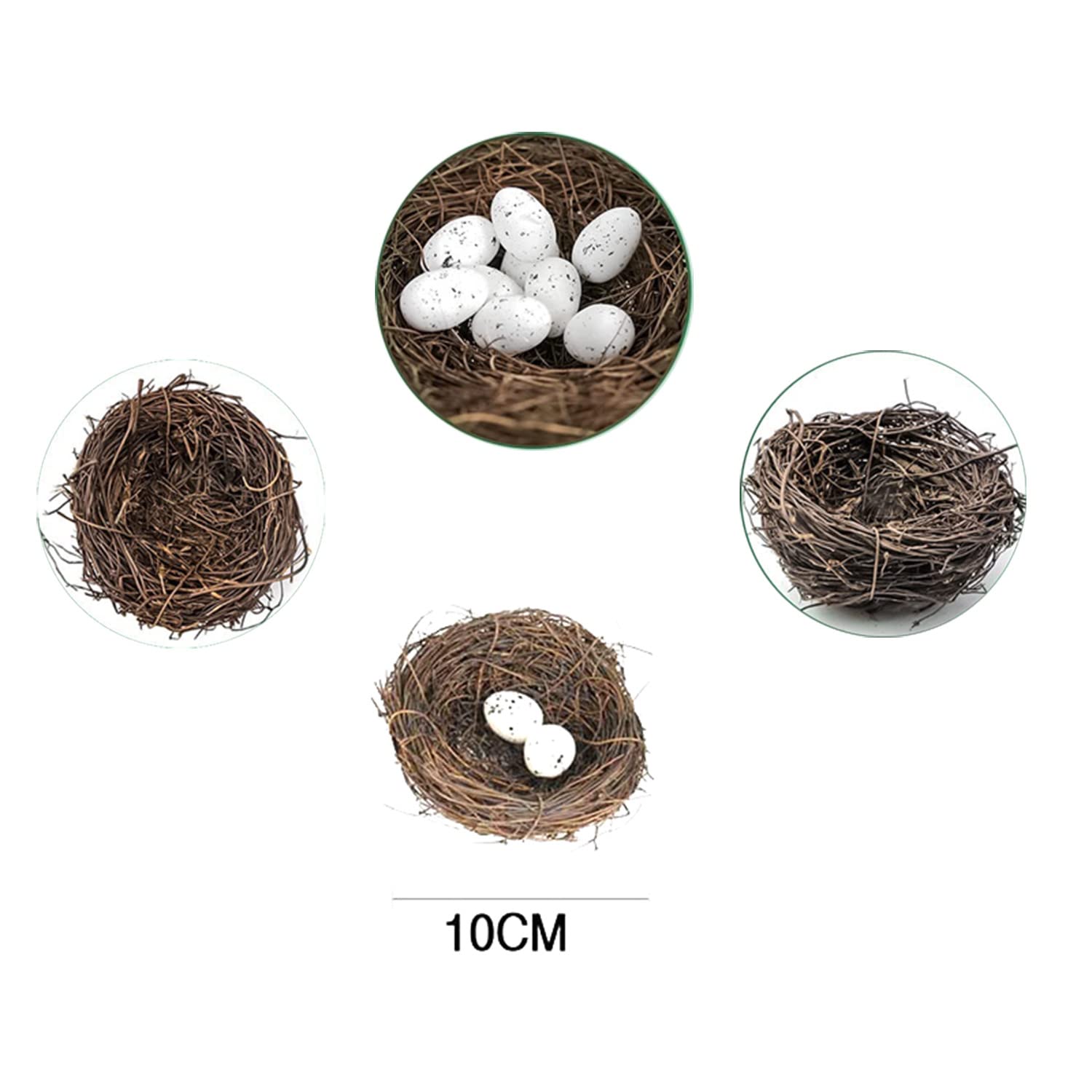 ZYAMY 2pcs 4" Artificial Rattan Bird's Nest Handicraft Bird's Nest for Crafts, Patio Garden, Succulent Planter