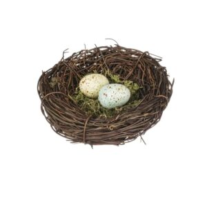 ZYAMY 2pcs 4" Artificial Rattan Bird's Nest Handicraft Bird's Nest for Crafts, Patio Garden, Succulent Planter