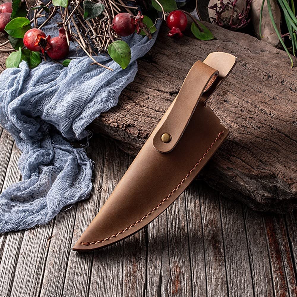 MiOYOOW Leather Knife Sheath, Boning Knife Pouch Chef Fruit Knife Shell for Camping Kitchen Outdoor Cooking