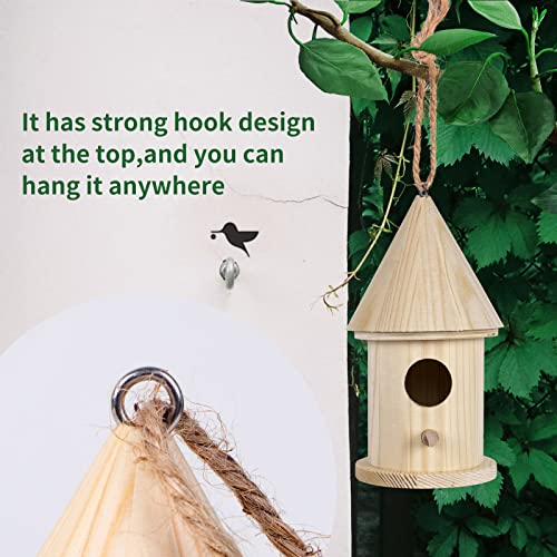 Bird Houses for Outside Hanging, 3pcs Natural Wooden Hummingbird Bird Houses for Outside for Nesting, Garden Patio Decorative for Swallow Sparrow Hummingbird Finch Throstl