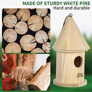 Bird Houses for Outside Hanging, 3pcs Natural Wooden Hummingbird Bird Houses for Outside for Nesting, Garden Patio Decorative for Swallow Sparrow Hummingbird Finch Throstl