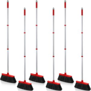 4 pack heavy duty broom outdoor broom indoor commercial broom stiff bristles broom push broom angle broom with 51 inch broomstick for easy sweeping for home kitchen room office lobby floor