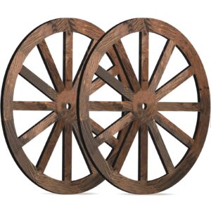 amyhill 30 inch vintage rustic wooden wagon wheel decorative garden cart for bar patio garage